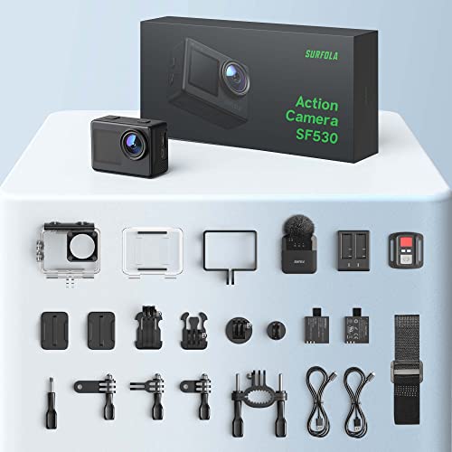 Waterproof Action Camera 4K-Ultra HD 60FPS 24MP 40M Underwater Helmet Vlog WiFi Camera,8X Zoom Touch Dual Screen EIS Stabilization Cam/Wireless Mic/Remote Control/Battery*2/Charger/Accessories Kit