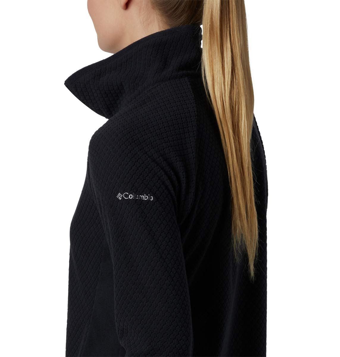 Columbia Women's Glacial IV Print Half Zip, Black Quilt Pattern/Black, Medium