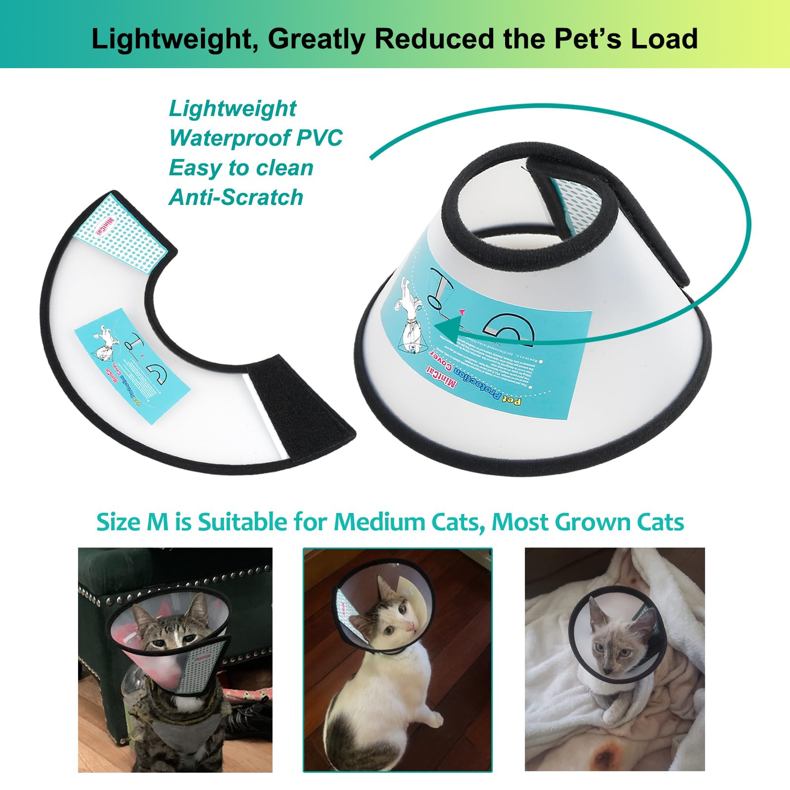 MintCat Cat Cone, Protective Cat Neck Cone for Cats After Surgery, 8.1 inches Cat Cone Collar Soft, Elizabethan Cat Surgery Collar for Cats, Adjustable Cat Cones to Stop Licking, Kitten Cone