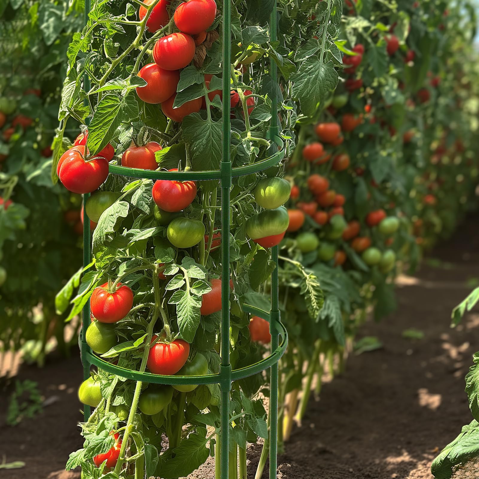 G-LEAF Adjustable Detachable Tomato Cage 3 Pack Tomatoes Plant Support Cages Trellis Garden Sticks/Stakes for Garden, Pot, Climbing Plants, Vegetables, Fruit, Flowers, 55 inch (Garden Ties Include)