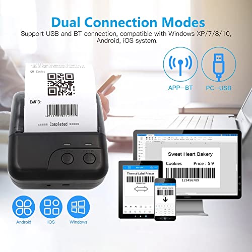 GAELOP DFHBFG 80mm Mini Thermal Printer Receipt Printer BT Connection ESC/POS Command Compatible with Windows Android iOS