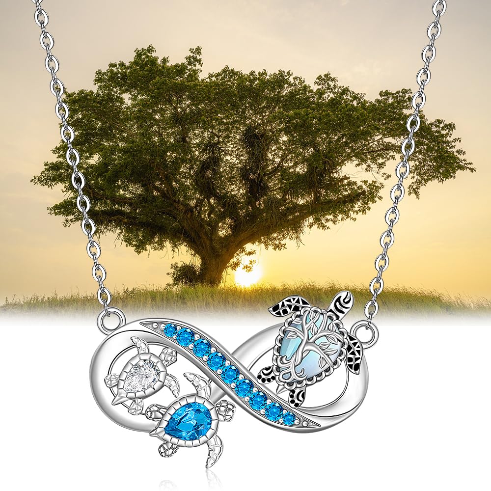 Fenthring S925 Sterling Silver Cat Necklace for Women Tree of Life Black Cat Necklace Sterling Pendant Blue