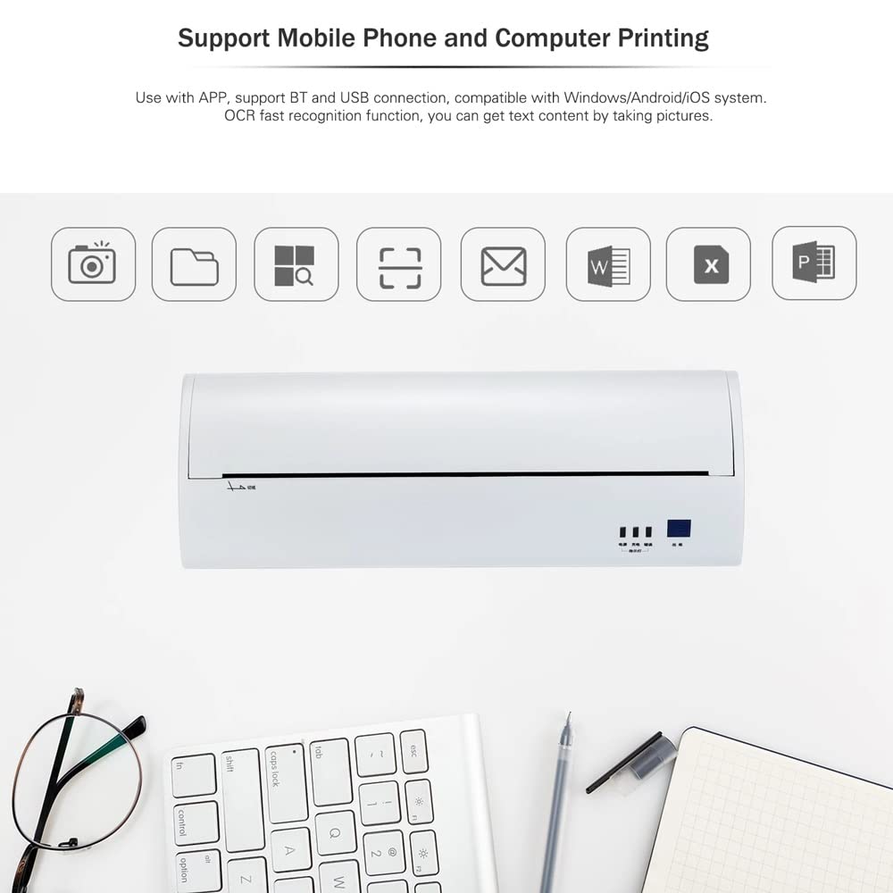 GAELOP DFHBFG A4 Portable Thermal Printer 210mm Mini Mobile Photo Printer 203dpi Support Printing PDF File Webpage Contract Photo Picture