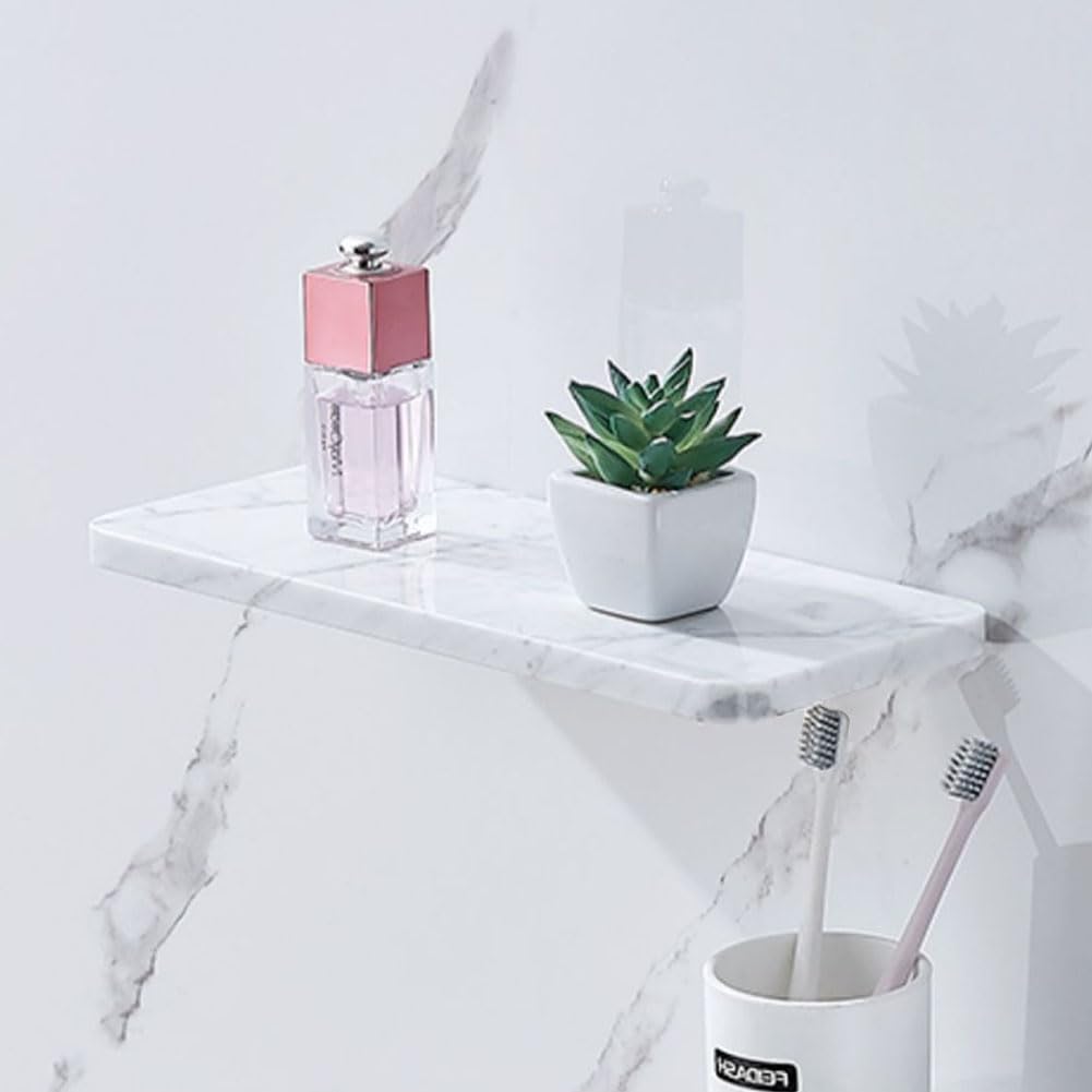 kaileyouxiangongsi 10.4 Inch x 6.4 Inch x 0.4 Inch White Marble Corner Shower Shelves,Modern Floating Shelf Wall Mount for Bathroom Wall Shelf