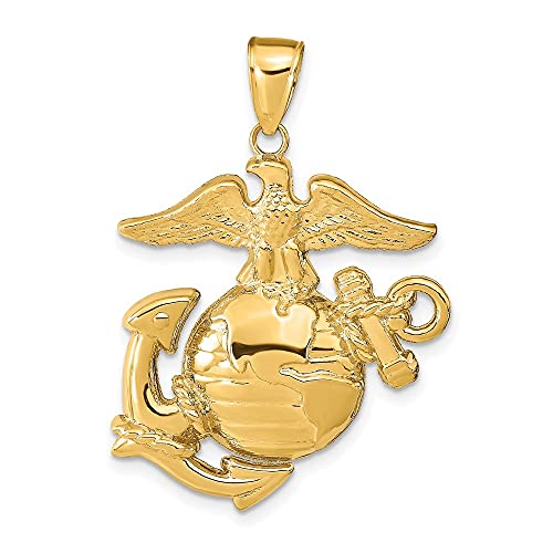 Diamond2Deal 14k Yellow Gold Marine Corp Insignia Pendant