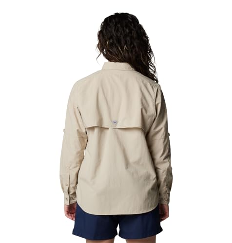 Columbia Women's PFG Bahama II Long Sleeve Shirt, Breathable, UV Protection Fossil, 2X
