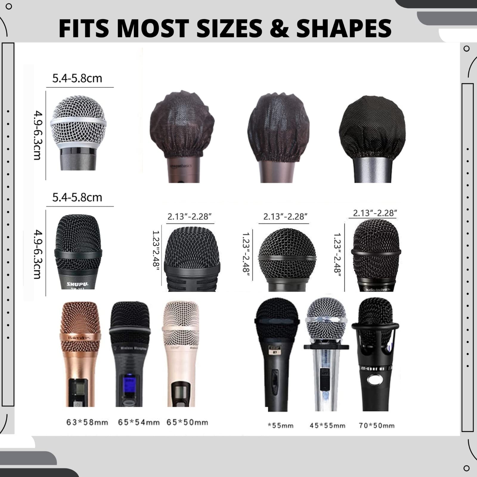 Disposable Microphone Cover-240 pcs Mic Covers Packed in Pairs - Black, Thick Non-Woven & Stretchable Microphone Windscreen Protective Caps Suitable for Most Handheld Mics