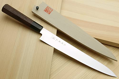 YOSHIHIRO Ice Hardened High Carbon Stainless Steel Wa Sujihiki (Slicer) Japanese Sushi Sashimi Chef Knife 9.5"(240mm)