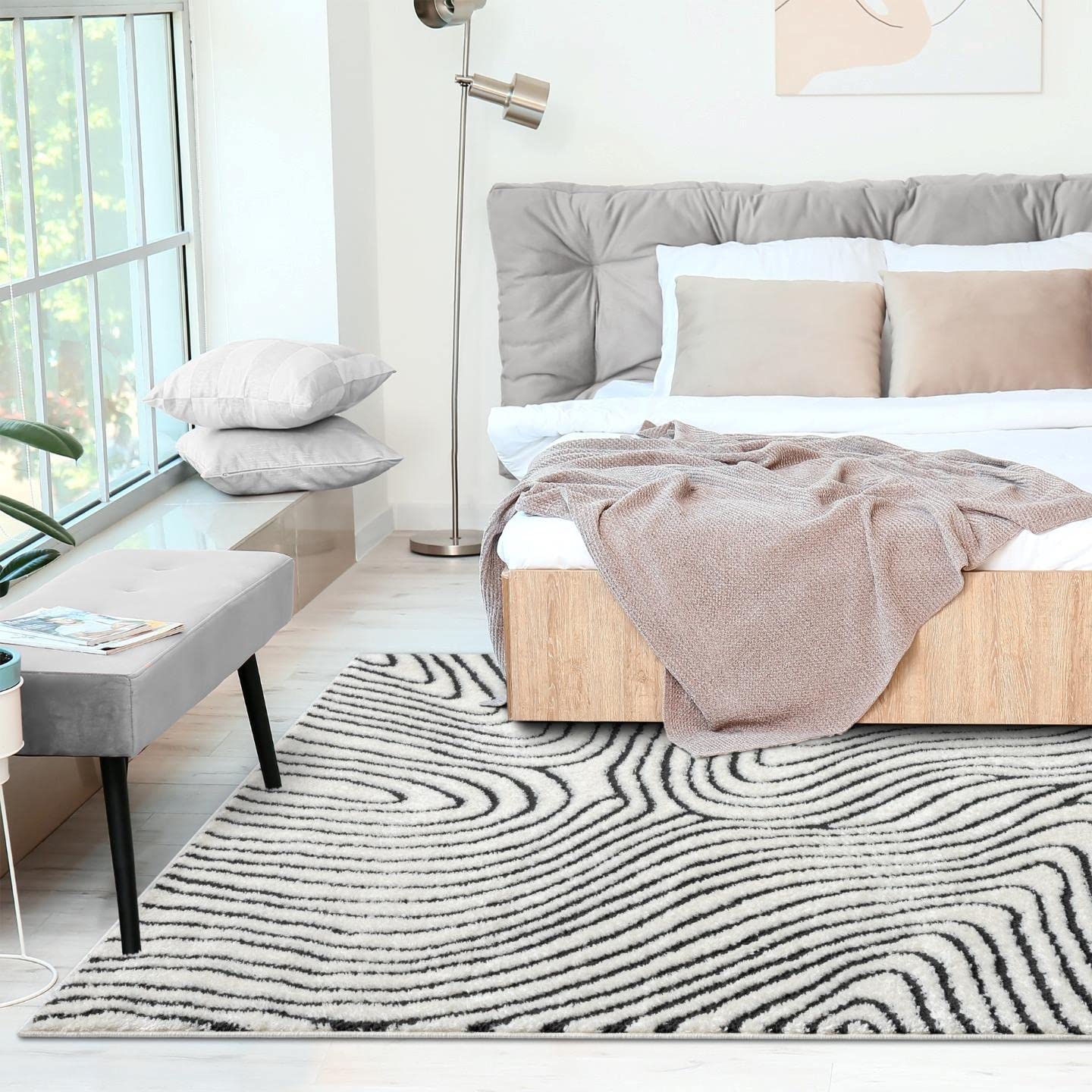 LUXE WEAVERS Geometric Swirl Anthracite 5x7 Area Rug