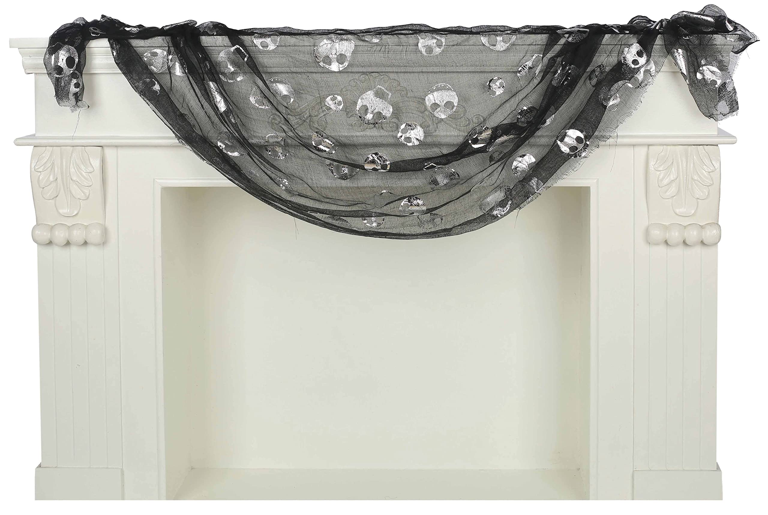 Seasons Disney The Nightmare Before Christmas Jack Skellington Cheesecloth Decorative Fabric, 6 ft x 1.5 ft,Black and Silver