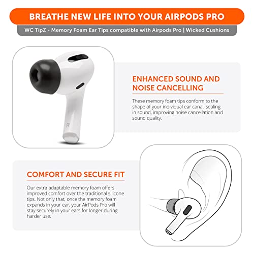 WC HookZ + WC TipZ - Over Ear Hooks and Memory Foam Tips Combo for Airpods Pro by Wicked Cushions | White & Black