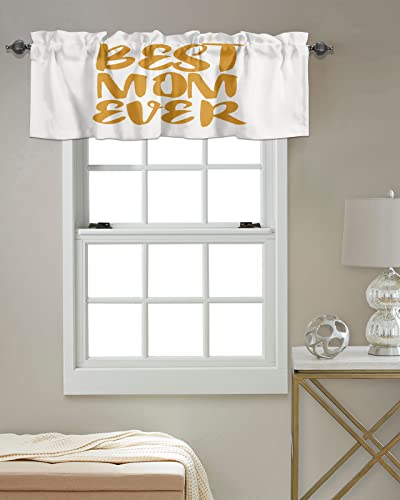 RainbowDay Valance Curtain Elegant Decorative Rod Pocket Valances Gold Best Mom Ever White Background Window Curtain Valance for Kitchen Bathroom Bedroom Basement Cafe,1 Panel 42x12 Inch