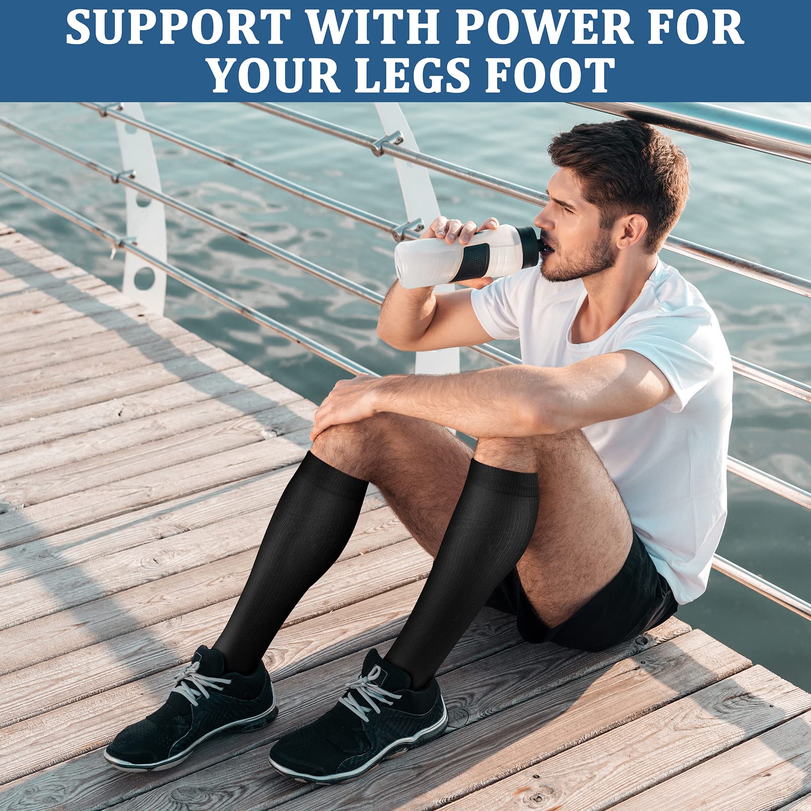 FEYHAY 3 Pairs Open Toe Compression Socks 20-30mmHg, Toeless Compression Socks Women