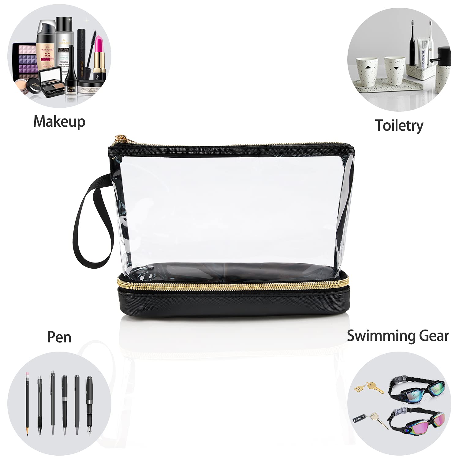 Ethereal Small Cosmetic Bag, Double Layer Makeup Brush Organizer Bag Large Capacity Makeup Bag for Purse Travel Makeup Pouch for Accessories