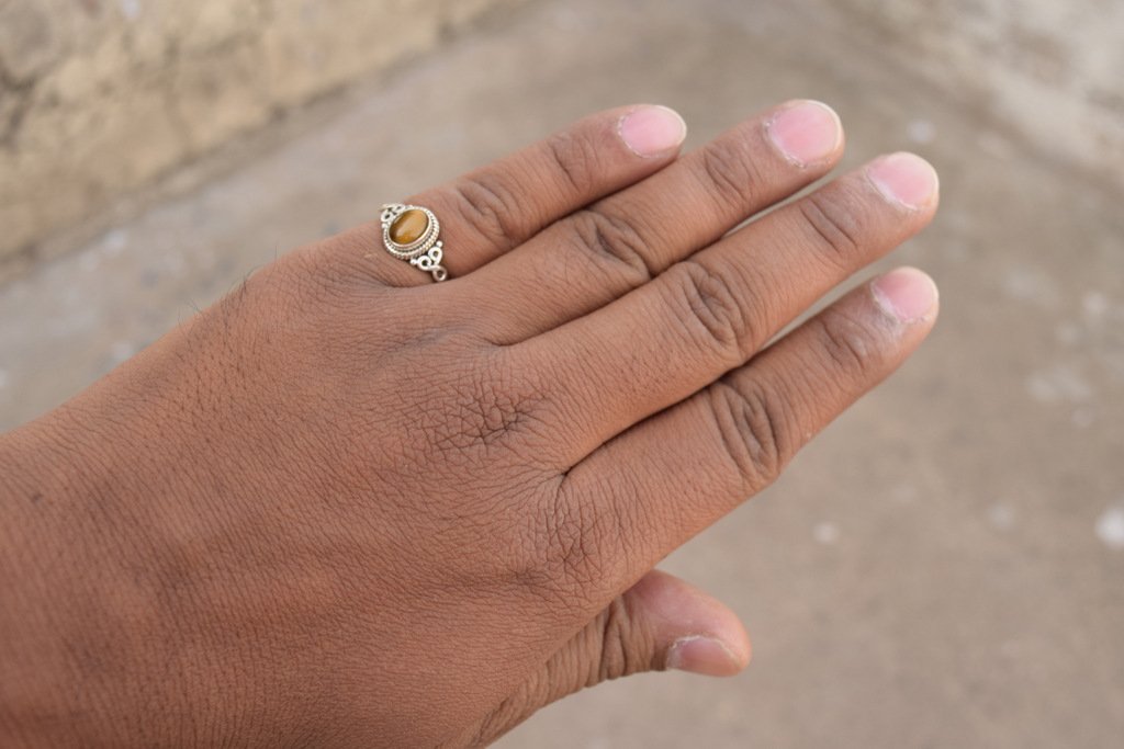 Tiger Eye Stone Ring 925 Sterling Silver Statement Ring For Women Handmade Rings Gemstone Christmas Promise Ring Size US 8 Gift For Her