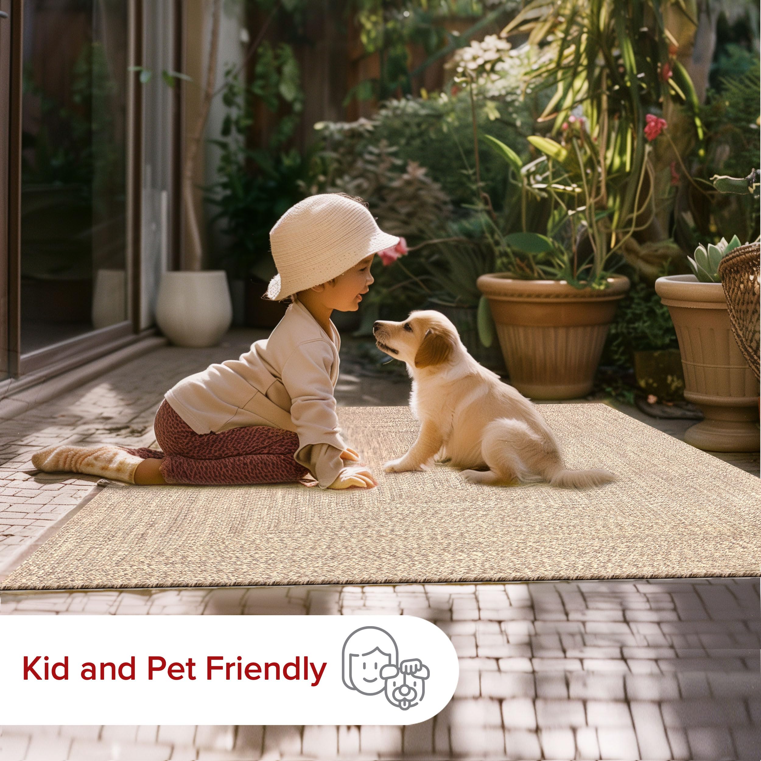 nuLOOM Braided Indoor/Outdoor Area Rug, 5' Round, Wynn Tan