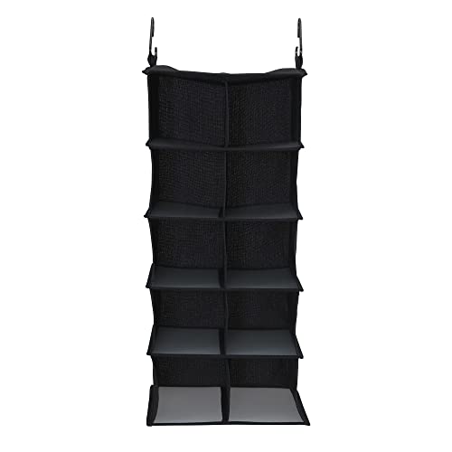 Household Essentials 10 Pocket Closet Hooks Hanging Shoe Organizer, Black