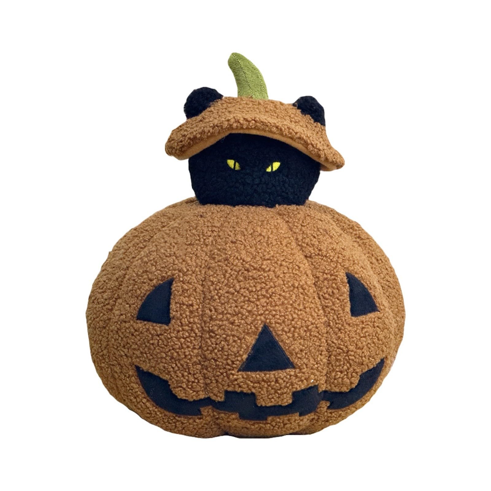 Halloween Black Cat Pumpkin Toy Pillow Holiday Pillow Halloween Pumpkin Plush Toy, Cute Cat Hides in Pumpkin PillowďźCat Pumpkin Peeping Plush Pillow Home Decoration