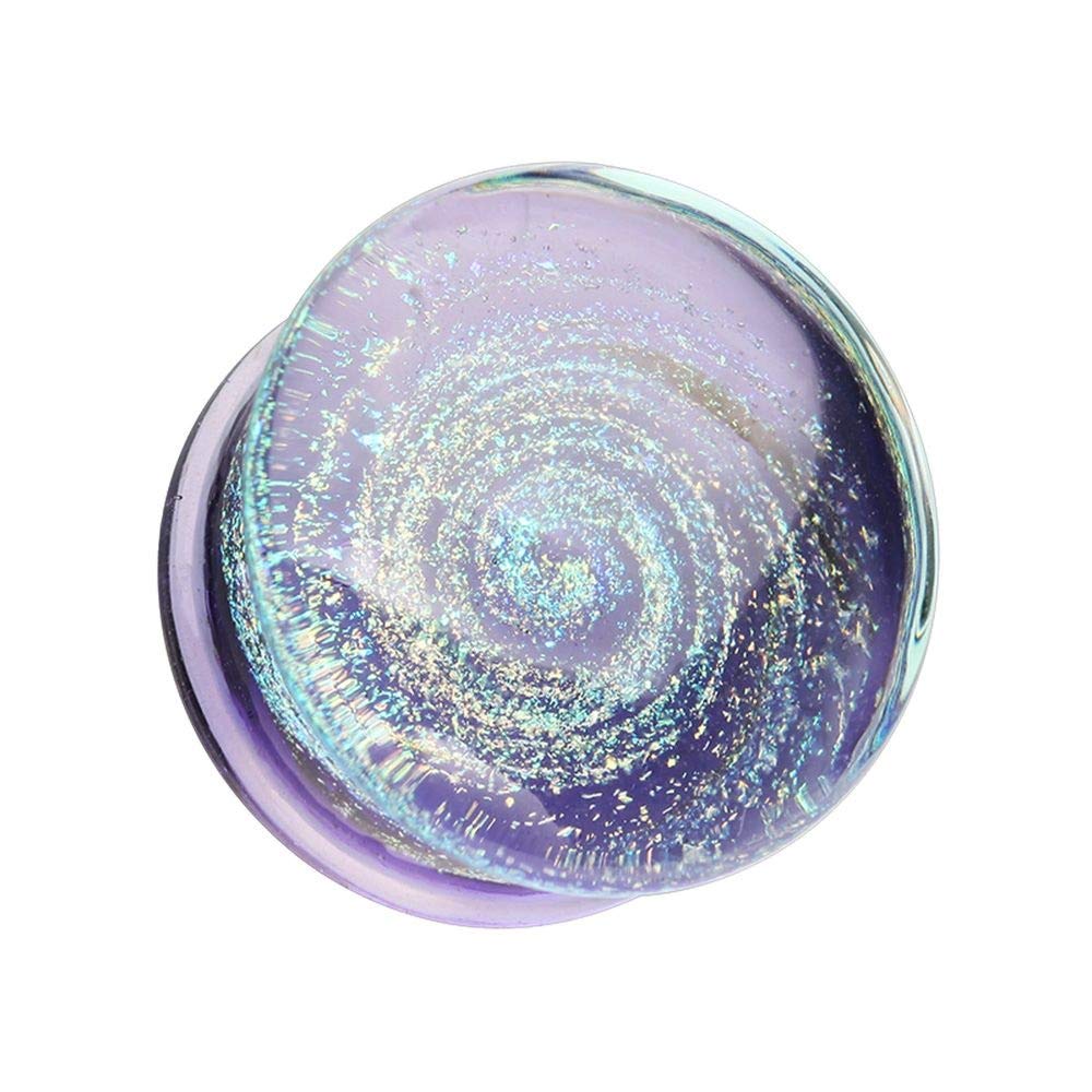 Dichroic Glass Lavender Rainbow Iridescent Double Flared WildKlass Plug (5/8" (16mm))