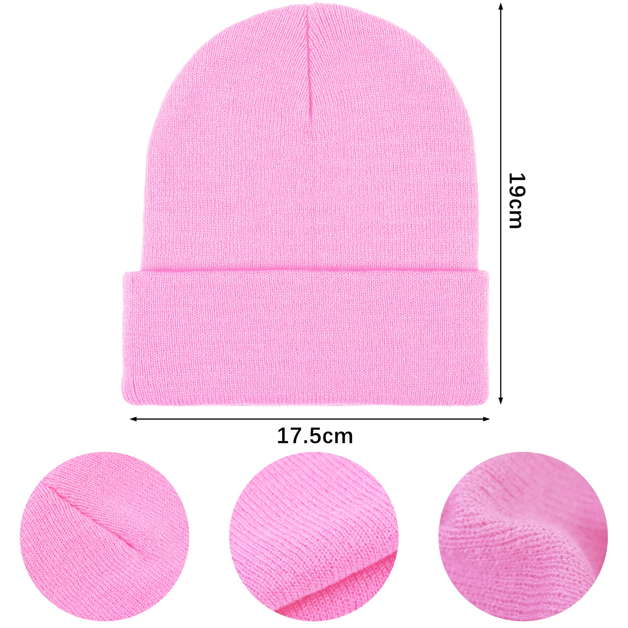 Cooraby 6 Pack Beanies Hats and 6 Pairs Stretchy Full Fingers Gloves for Boys Girls (Heather Grey, Light Purple, Light Pink, Multicolor)