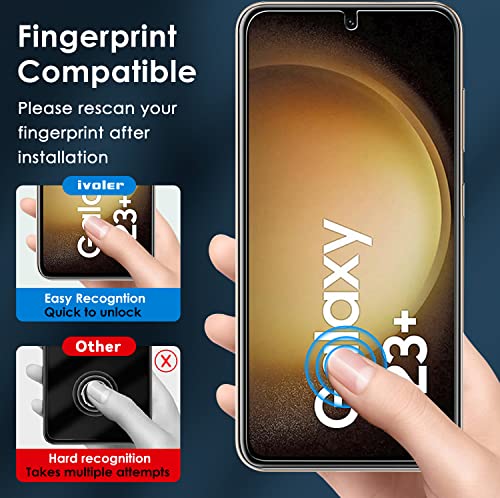 ivoler [3+1 Pack Screen Protector [3 Pack] for Samsung Galaxy S23 Plus/ S23+ 5G 6.6" 2023, with [1 Pack] Camera Lens Protector Tempered Glass with [Alignment Frame] Ultra HD Clear Anti-Scratch