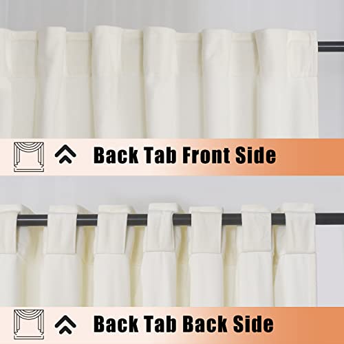 Ivory Velvet Curtains Elegant Window Drapes for Living Room 84 Inch Long Light Dimming Room Back Tab/Rod Pocket Panels Privacy Bedroom Sliding Door Backdrops Décor, Set of 2 (Ivory)