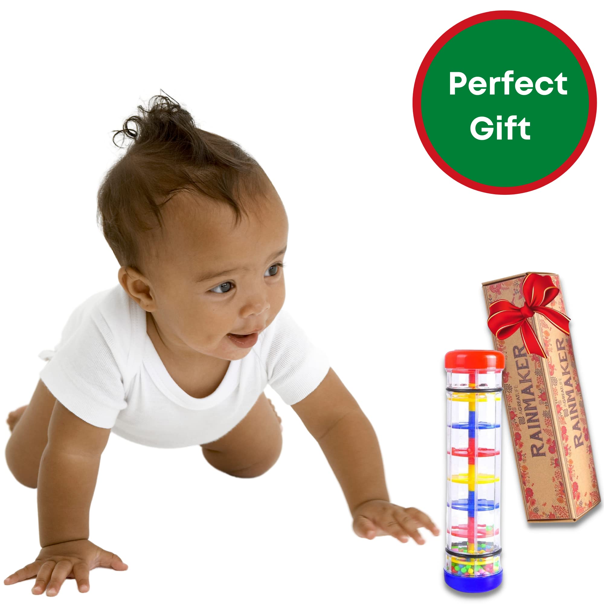 Rainmaker Baby Toys for 6 to 12 Months - ๐๐๐ฌ๐ญ๐๐ซ ๐๐๐ฌ๐ค๐๐ญ ๐๐ญ๐ฎ๐๐๐๐ซ๐ฌ ๐๐จ๐ซ ๐๐ข๐๐ฌ & Toddlers for Sensory & Hand-Eye Coordination with Giftable Box - Rain Stick Musical Instrument