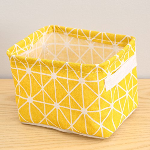 Mr.S Store Desktop Waterproof Folding Storage Basket Cotton Fabric Storage Storage Box (5 Colors) (Yellow)