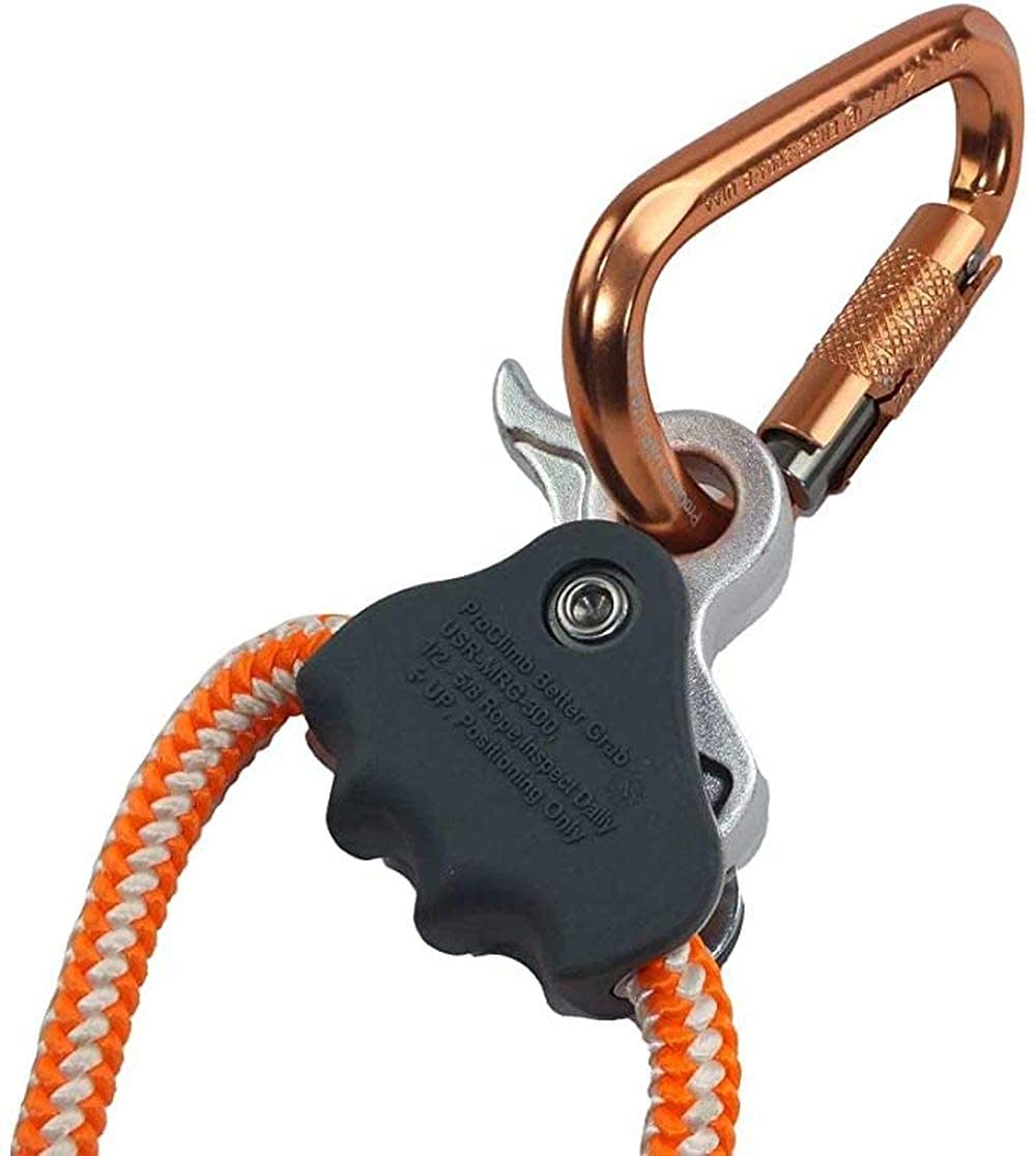ProClimb Arborist Positioning Lanyard by Pelican Rope - 1/2 in x 10 ft Polyester Rope with Aluminum Snap Hook - Adjustable, High Visibility, ANSI/OSHA Certified for Work Positioning and Tree Climbing