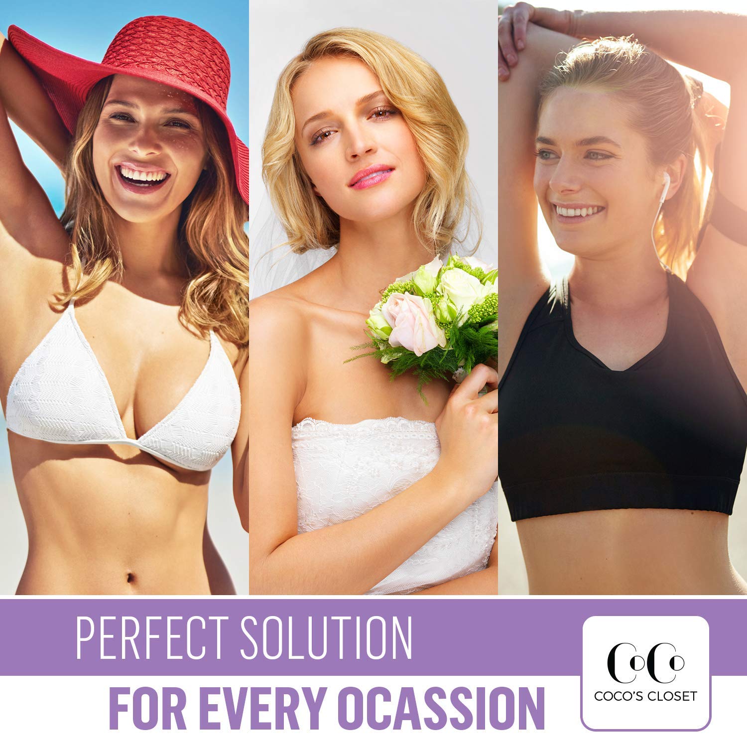 Cocos Bra Pads Inserts Push Up - Lift Breast Sticky Bra Enhancer Insert - Adhesive Silicone Bra Cups for Instant Cleavage