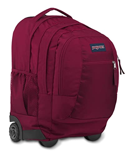 JanSport Driver 8 Rolling Backpack and Computer Bag - Durable Laptop Backpack with Wheels, Tuckaway Straps, 15-inch Laptop Sleeve - Premium Bag Rucksack -Russet Red
