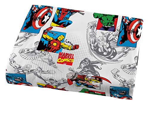 Jay Franco Marvel Avengers Comics Good Guys 3 Piece Twin Sheet Set - Features Captain America, Hulk, Iron Man, Spiderman, and Thor - Fade Resistant Polyester Microfiber Fill (Official Marvel Product)