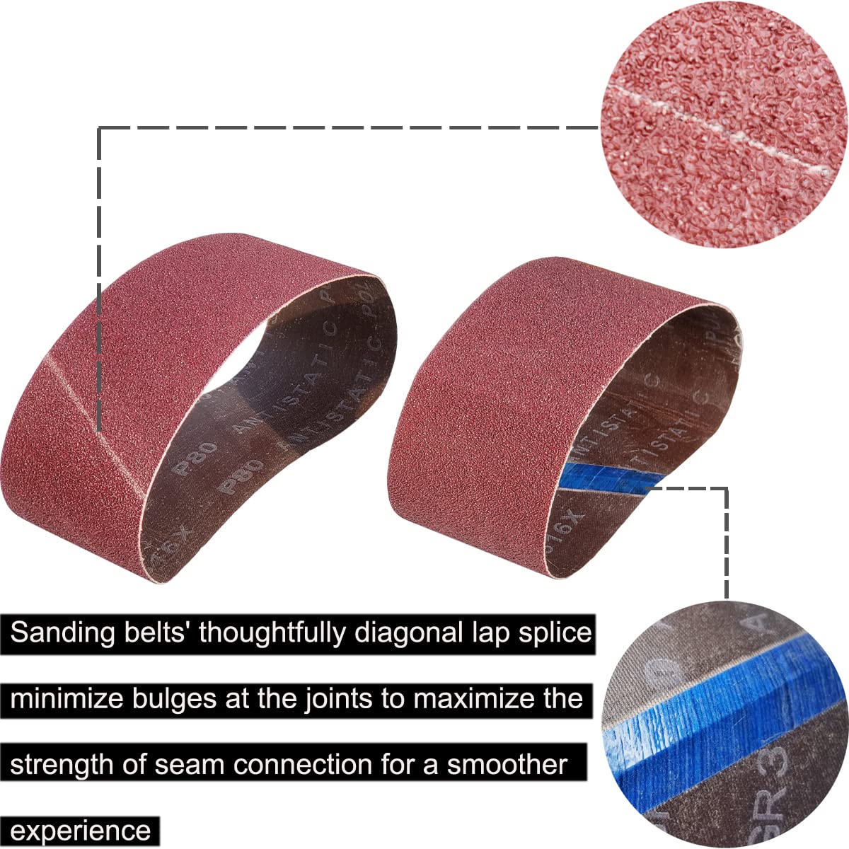 M-jump 18 PCS 3 x 18 inch Aluminum Oxide Sanding Belt Kit-Include 3 Each of 60 80 120 150 240 400 Grits-Premium Sandpaper Sander Belt for Portable Belt Sander