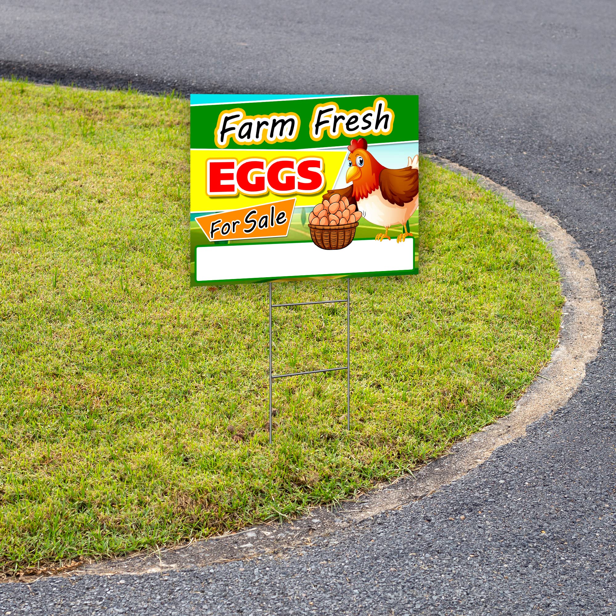 Fresh Eggs for Sale Sign - 18 x 24 Double Sided Coroplast Large Eggs for Sale Sign - Farm Fresh/We Sell Eggs Sign Outdoor Yard