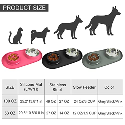 WESEN Dog/Cat Slow Feeder Bowl Insert, Slow Down Pet Eating, Soft Silicone Slow Feeding for Small Medium Size, Perfect with Stainless Steel Plastic Glass Ceramic Dog Bowls