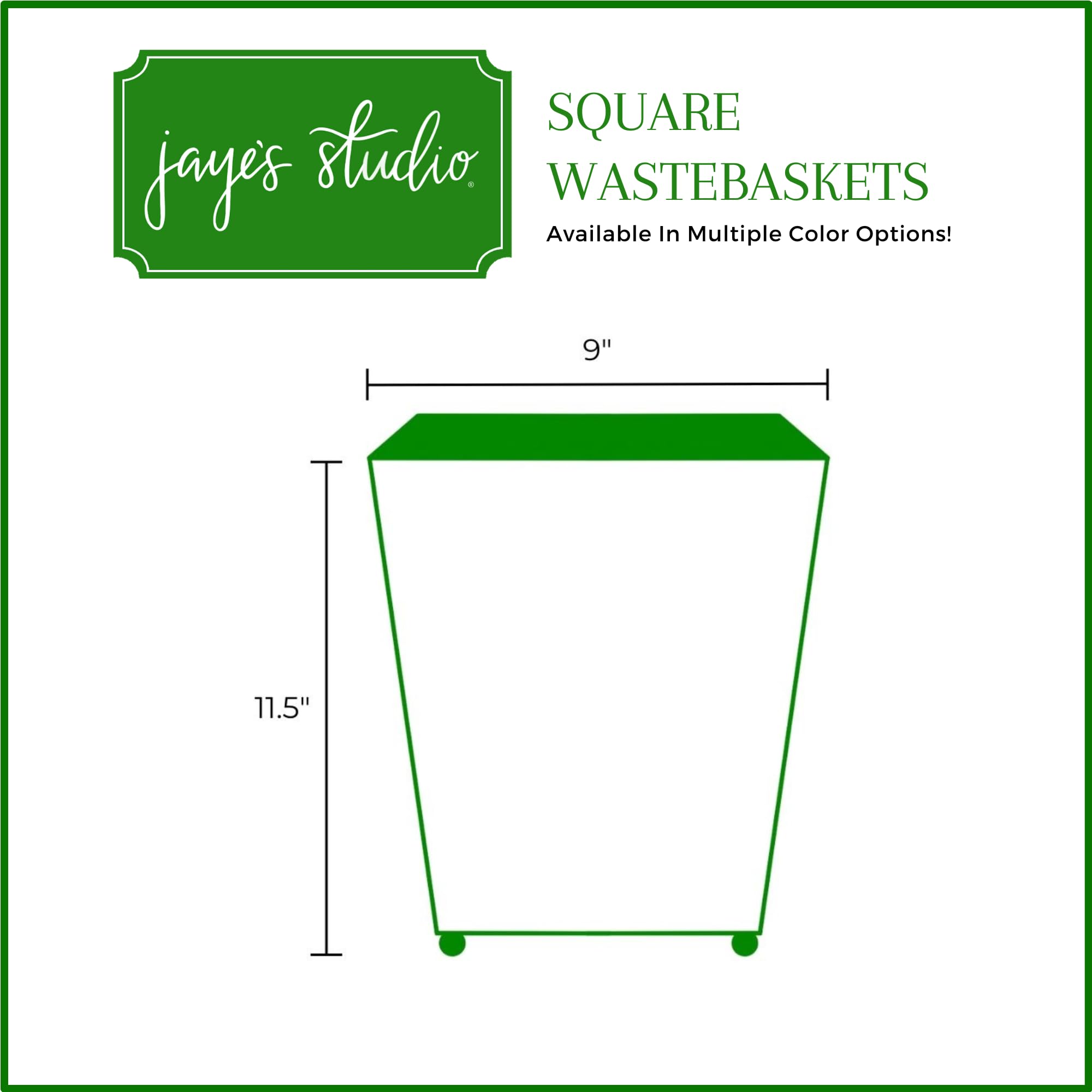Jaye's Studio Square Wastebasket & Garbage Bin, Leopard Spots Theme, Gold Trim & Finish, Gold Round Feet, Enameled, Trash Bin for Bedroom, Office, Handcrafted Metal, Brown with Black Spots, 9", 9",12"