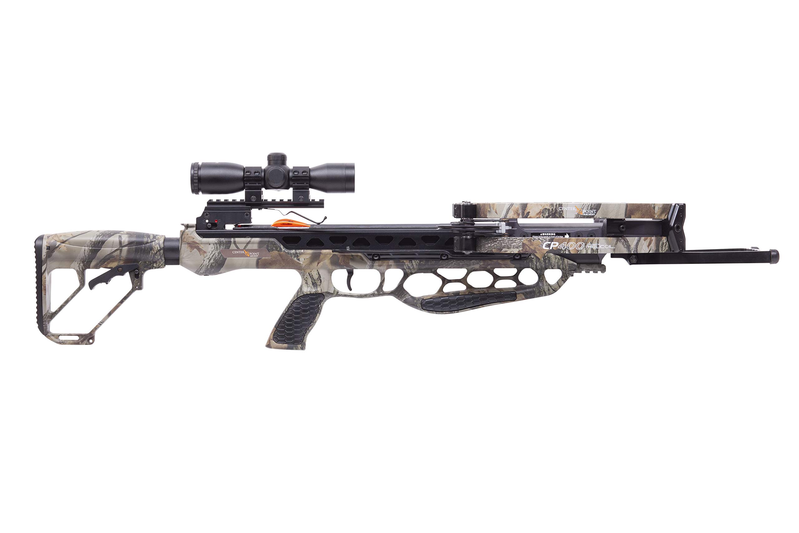 CenterPoint Archery CP400 Crossbow AXCV200TPK Powered By Helicoil Technology - Package Includes Cocking Sled, Quiver And Arrows, Camo