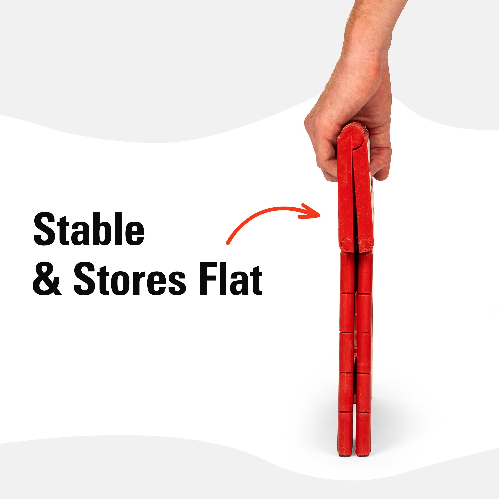 Kikkerland Rhino Foldable Step Stool – Holds Adults up to 300 Lbs, Best for Kitchen & Bathroom – Collapsible, Portable, Lightweight Stepping Stool with Sturdy, Non-Slip Design – Red, 8”