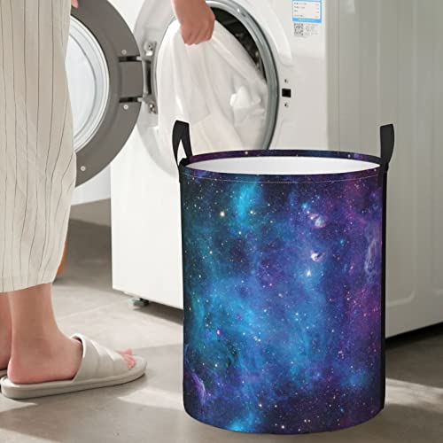 Laundry Basket,Galaxy Stars In Space Celestial Astronomic Planets In The Universe Milky Way,Large Canvas Fabric Lightweight Storage Basket/Toy Organizer/Dirty Clothes Collapsible Waterproof For College Dorms-Large