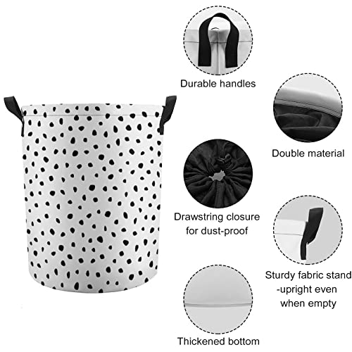 Laundry Hamper Irregular Chaotic Dots Dirty Clothes Storage Basket Black And White Collapsible Waterproof Toy Organizer for Boys And Girls Bedrooms, Bathroom