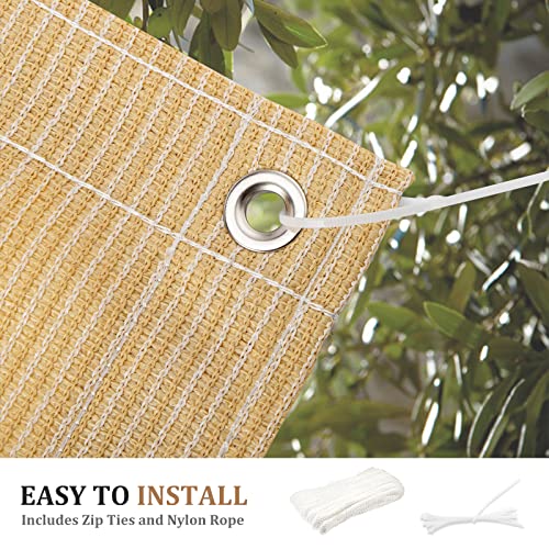 Javneo Sun Shade Cloth with 90% UV Protection for Garden, Patio, Deck, and Pergola, Outdoor Sunblock Shade Cloth with Reinforced Grommets, Wheat 8 * 20