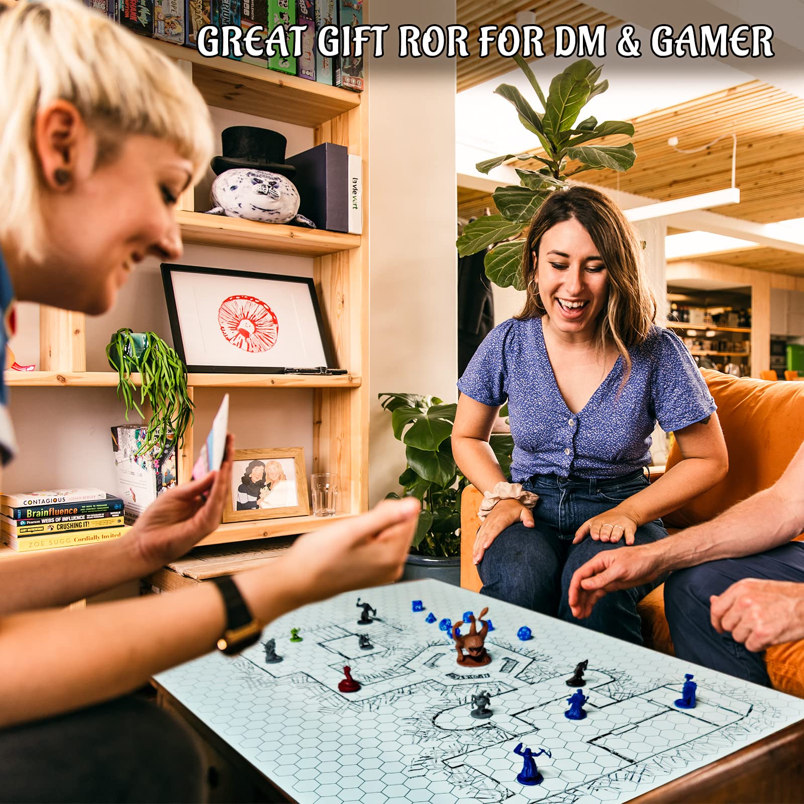 DND RPG Gaming Mat Silicone Battle Board Double-Sided Square & Hex 23"x35" - Foldable and Rollable - Perfect for Dungeons Dragons, Pathfinder and Role Playing Game