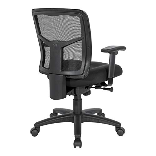 Office Star ProGrid Breathable Mesh Back Manager's Office Chair with Built-in Lumbar Support and Height Adjustable Padded Arms, Coal FreeFlex Fabric