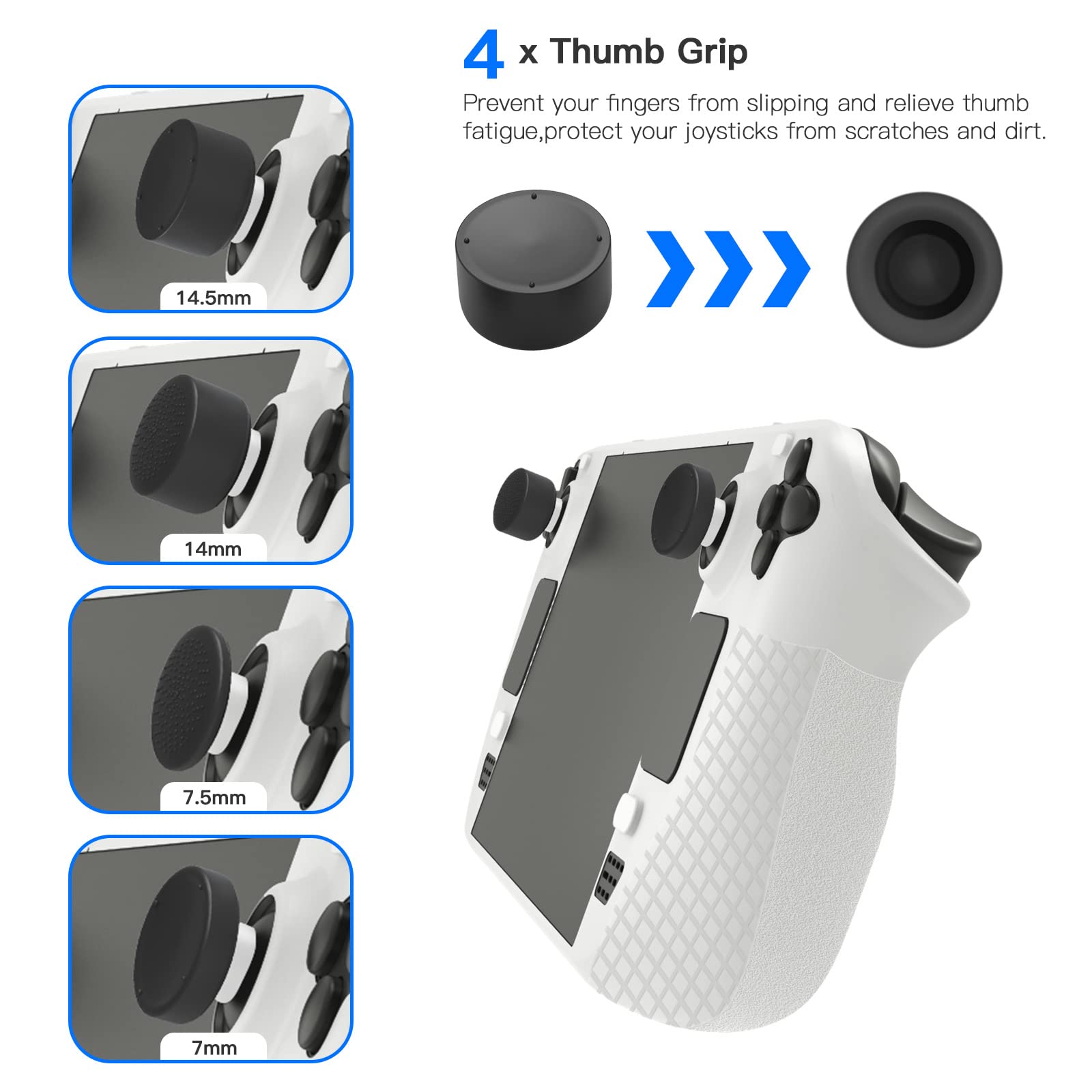 Game Console Silicone Portable Protective Cover with Thumb Grips and Stickers for Steam Deck Protective Case Shell (Grey)