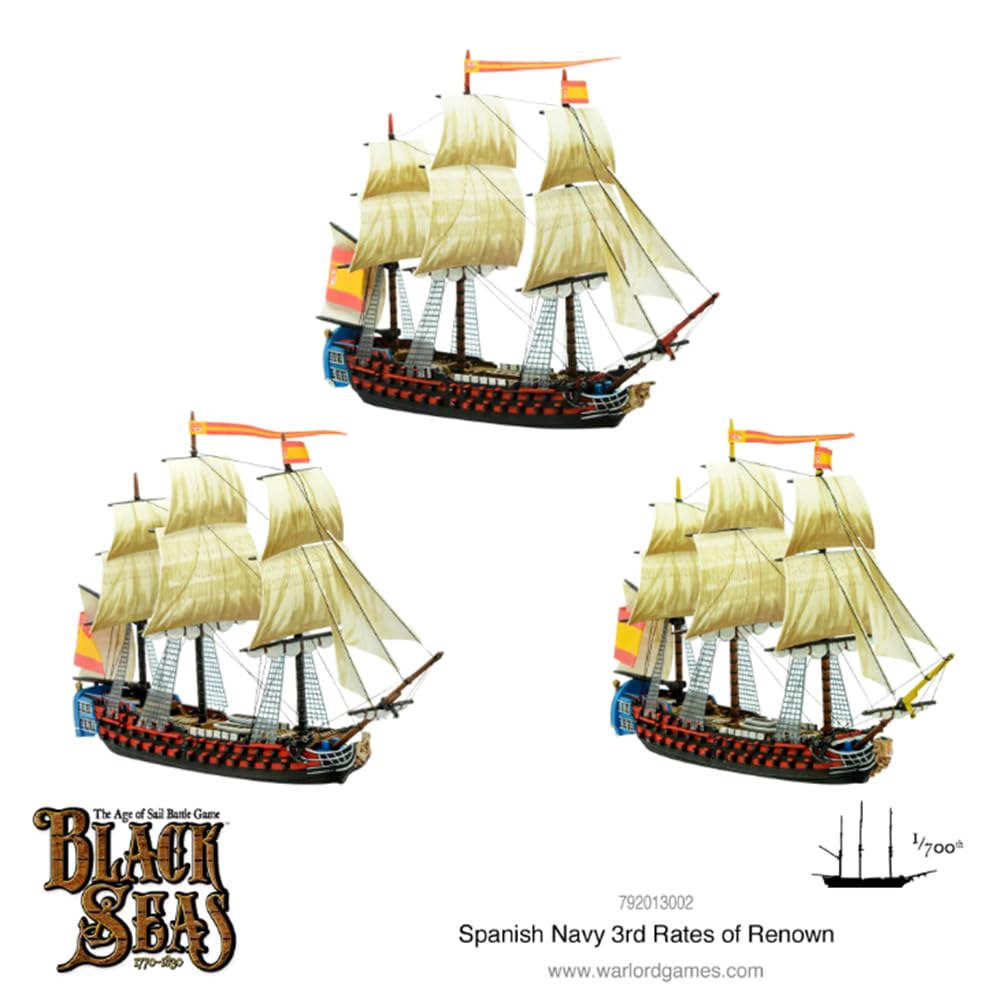 Warlord Black Seas The Age of Sail Spanish Navy 3rd Rates of Renown for Black Seas Table Top Ship Combat Battle War Game 792013002