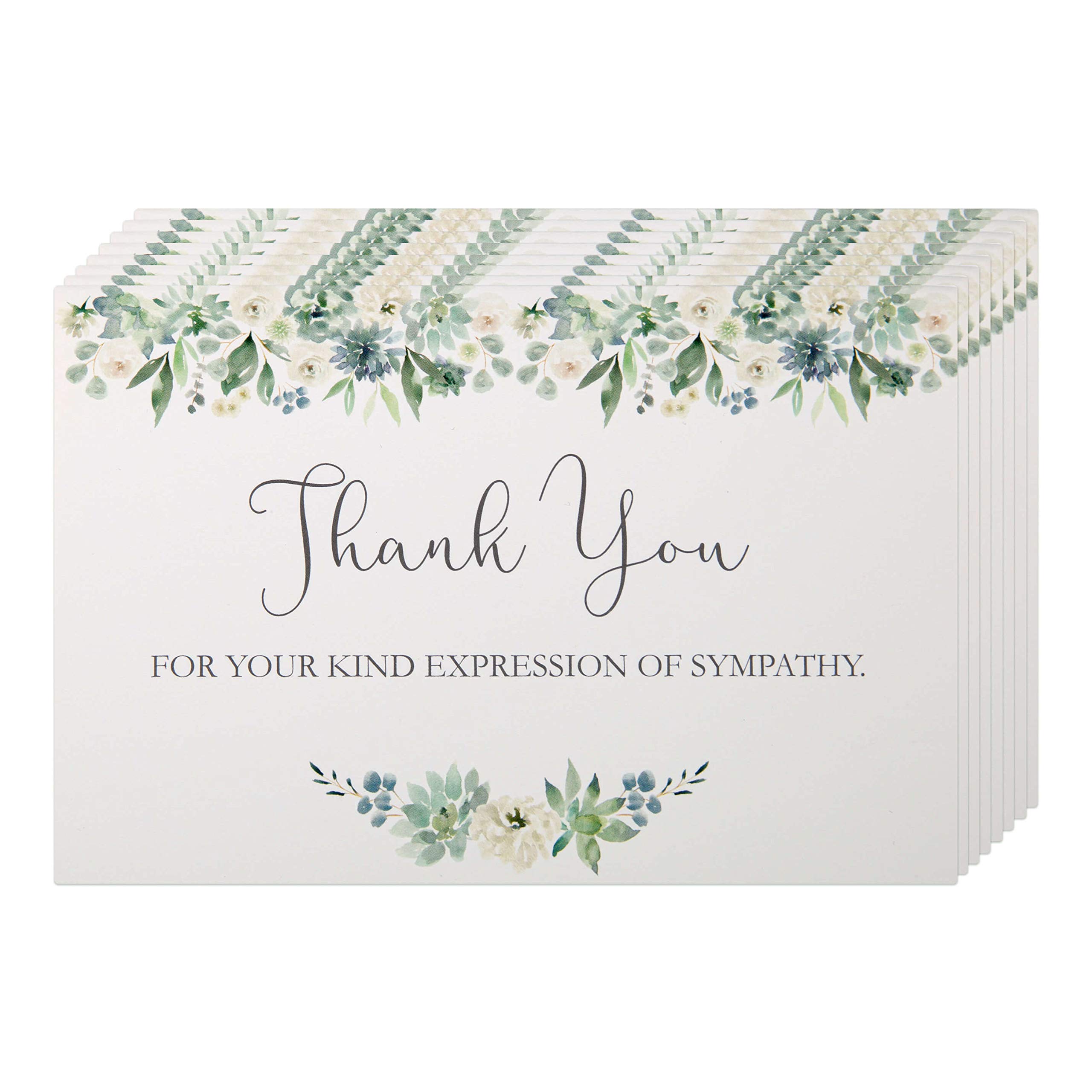 VNS Creations Sympathy Thank You Cards - 300 GSM Thick And Durable Card Stock - Blank On Inside With A Shiny Finish On Outside - Won't Smudge Or Smear - Cards For Somber Occassion