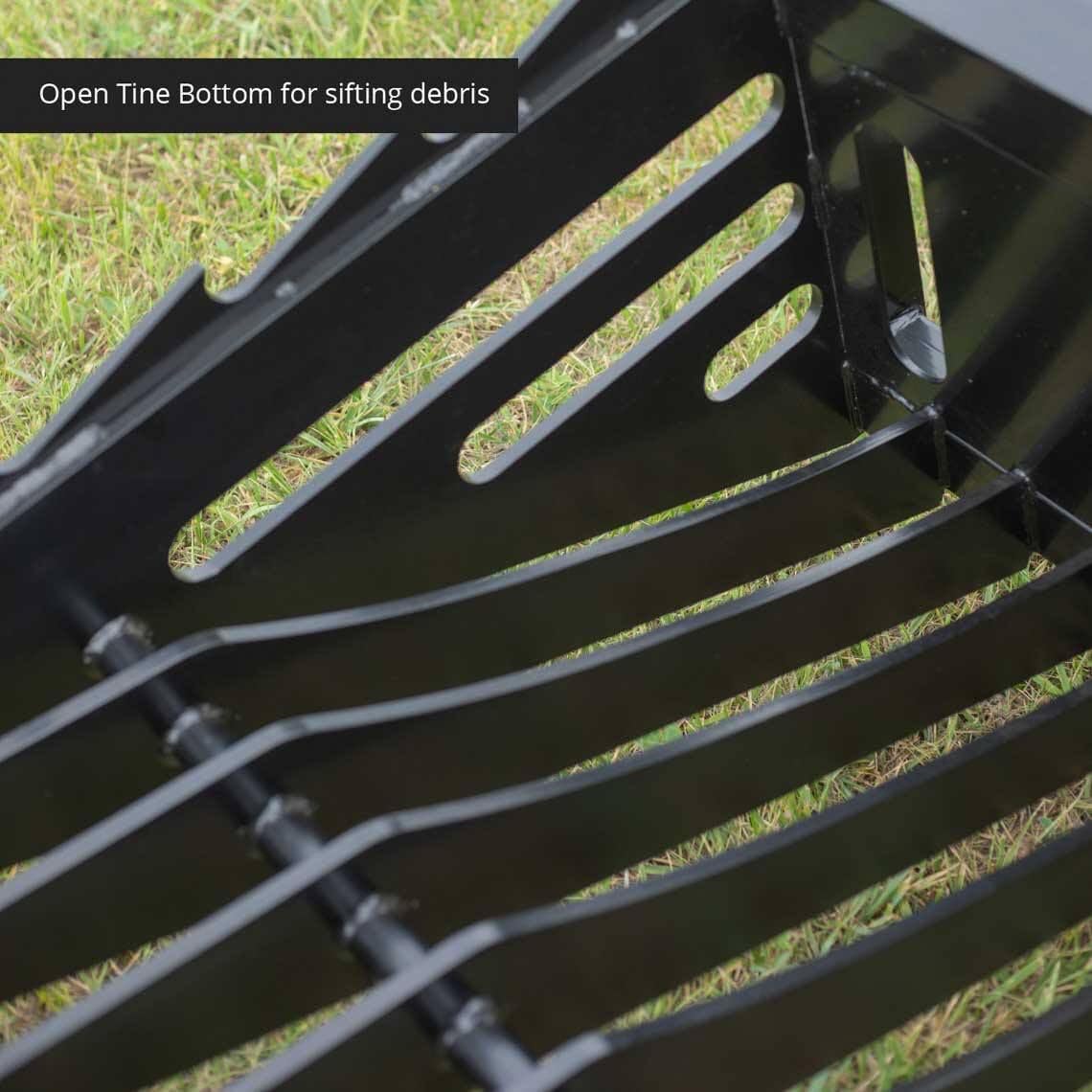 Titan Attachments 72-in Fine Grade Rock Grapple Skeleton Rake with Teeth, Universal Skid Steer Quick Tach