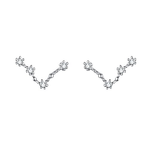 BriLove 925 Sterling Silver Ear Crawler Post Earrings Pisces 12 Zodiac Constellation Horoscope Astrology CZ Stud Earrings Gift for Women Valentines Day/Anniversary/Mothers Day/Birthday