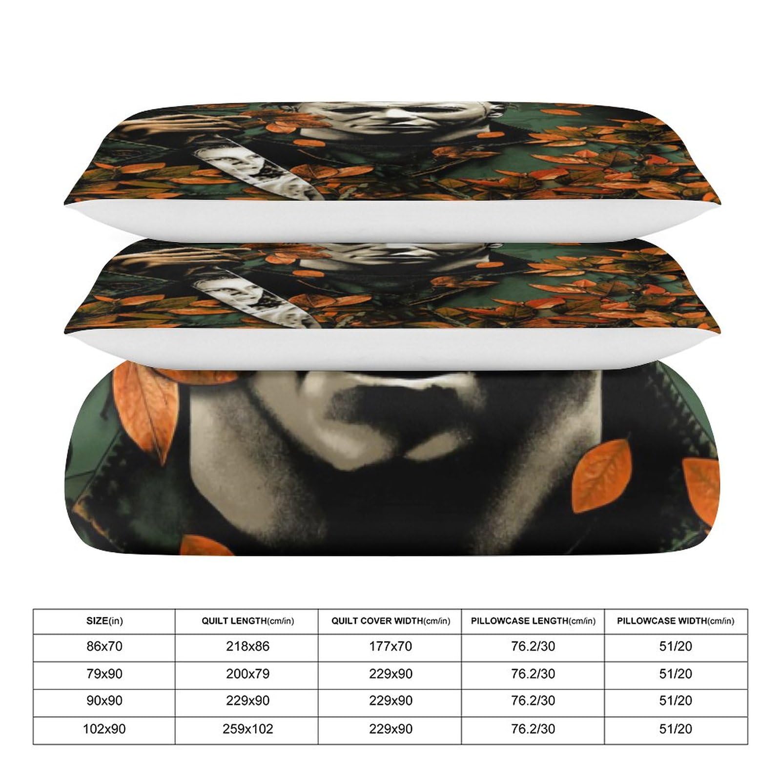 Horror 3-Pcs Bedding Set Includes 1 Duvet Cover and 2 Pillowcases, Soft Comfortable Breathable Bedroom Decoration 86"x70"