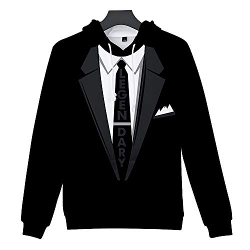 Thenlian Women Men Christmas Suit Pattern 3D Print Long Sleeve Caps Sweatshirt Pullover Hooded Sweater(XL, Black)